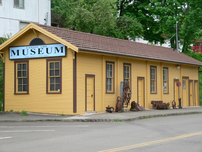 Mill City, Oregon, has a great pedestrian bridge across the Sanitam river.